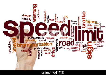 Speed limit word cloud concept Stock Photo - Alamy