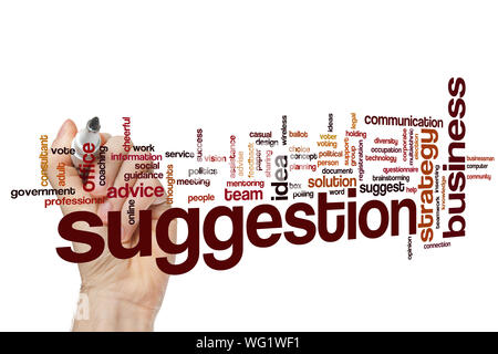 Suggestion box word cloud concept Stock Photo - Alamy