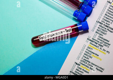Concept of Food Intolerance - Test with blood sample. Healthcare or ...