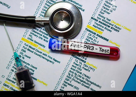 ANCA test tube with blood sample in infection lab Stock Photo - Alamy