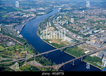 Looking up the River Tyne from Jarrow over Wallsend north of the river ...