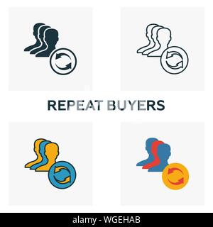 Repeat Buyers icon set. Four elements in diferent styles from content ...