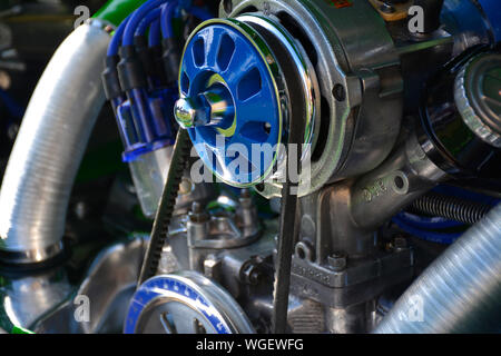 Close up of a restored and customised VW Beetle, showing the rebuilt ...
