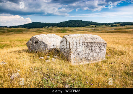 Stećci on world heritage site necropolis Boljuni (Stolac, Bosnia and ...