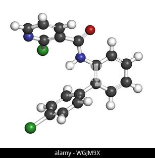 Boscalid fungicide molecule. 3D rendering. Atoms are represented as ...
