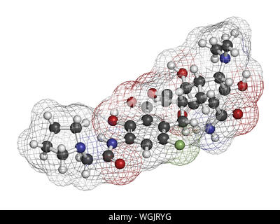 Eravacycline antibiotic drug molecule, illustration Stock Photo - Alamy