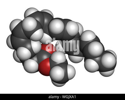 Eicosapentaenoic acid, Omega 3 EPA, 3D molecule structure, on blue ...