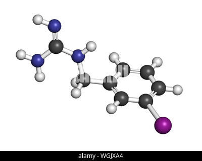 Iobenguane I-131 cancer drug molecule (radiopharmaceutical). 3D Stock ...