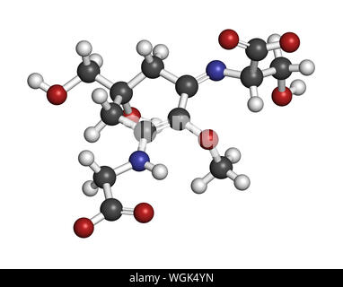 Shinorine sunscreen molecule. 3D rendering. Atoms are represente Stock ...