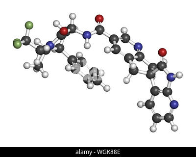 Ubrogepant migraine drug molecule (CGRP receptor antagonist). 3D ...