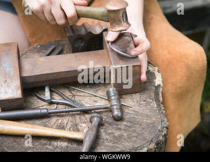 Blacksmith tools at the Hopper Goetschius Museum in New Jersey Stock ...