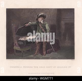 Oliver Cromwell viewing the dead body of King Charles I, 1649 Stock ...