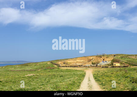 The ruins of the ancient theater in Hephaestia, Lemnos island, Greece ...