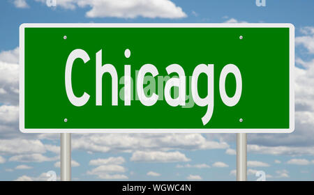 Rendering of a green highway sign for Chicago Illinois Stock Photo - Alamy