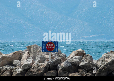 Radhime, Vlore, Albania - April 2019: View of Vega beach Stock Photo ...