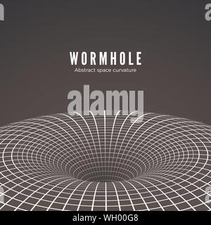 Black hole, wormhole grid. Line wireframe of space warp, tunnel or ...