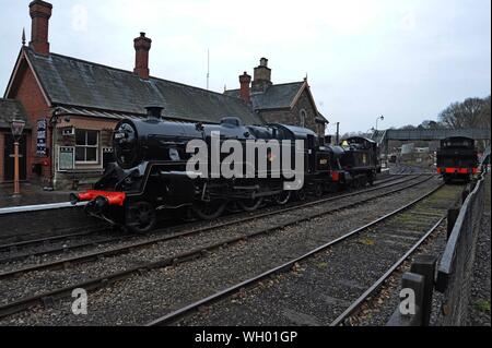 GWR 2-6-2 small prairie No 4566 Steam Locomotive at Bridgnorth Station ...