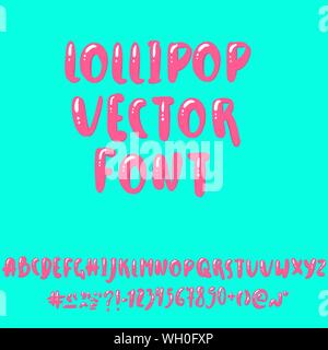 Pink color font. English alphabet and numbers sign. Vector. Pink color ...