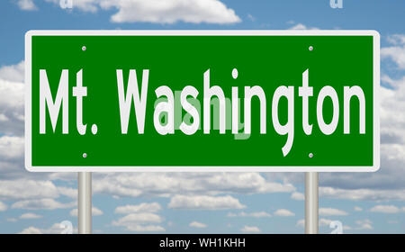 Rendering of a green highway sign for Mt. Rainier Washington Stock ...