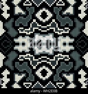 monochrome pixels geometric abstract seamless pattern Stock Vector ...