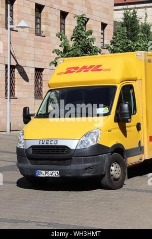 NUREMBERG, GERMANY - MAY 7, 2018: DHL courier delivery van in Germany ...