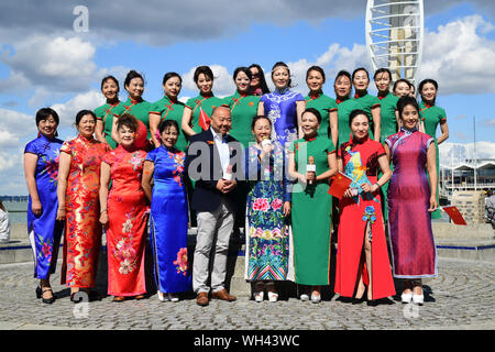 Portsmouth, UK. 1st Sep, 2019. The mainland Chinese singing together I ...