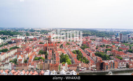 Aerial view of Gdansk. Landscape of Gdansks old city with the Mot awa ...