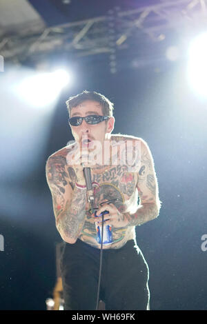 Viagra Boys performing at the 2019 End of the Road Festival in Larmer Tree Gardens in Dorset ...