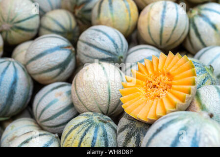Cavaillon melon on the street market provencal, France Stock Photo - Alamy