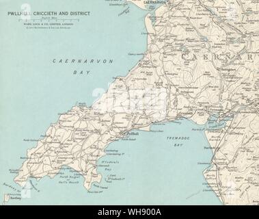 THE LLYN PENINSULA. Pwllheli. Barmouth. Wales. WARD LOCK, 1935 vintage ...