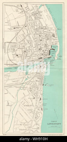 LOWESTOFT vintage town/city plan. Suffolk. WARD LOCK 1950 old vintage ...