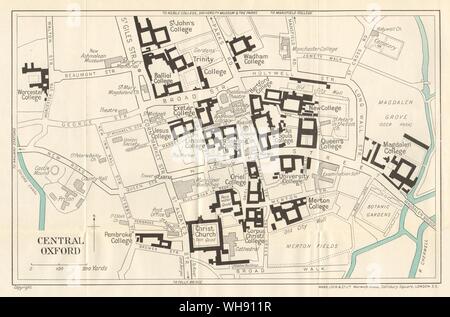 OXFORD town city plan. University colleges. Oxfordshire 1920 old ...