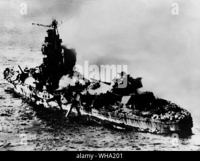 Mogami-class Japanese heavy cruiser damaged, Midway, June 6, 1942 Stock ...