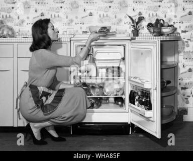 Putting things into the fridge, using the shelf in the door for drinks ...