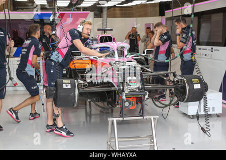 Racing Point F1 Team RP19 cockpit of Sergio Perez (MEX) Racing Point F1 ...