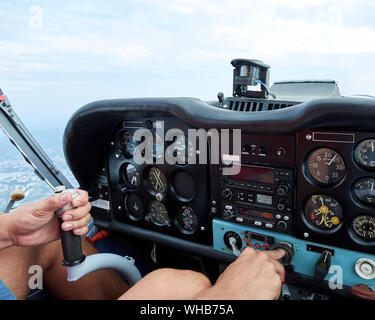 View of aircraft thrust lever Stock Photo - Alamy