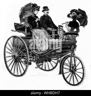 Benz motor car 1888 - a three-wheeled vehicle with a horizontal single ...