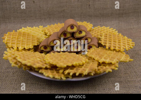 cookies laid out on a large plate, there is free space to fill Stock ...