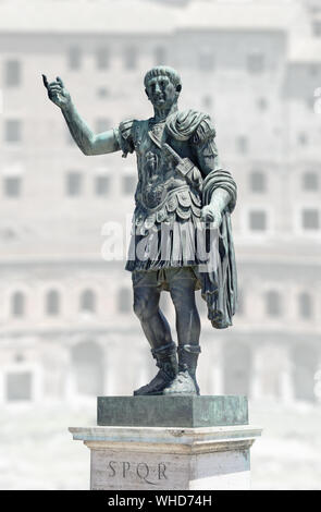 Rome: Trajan's Forum and statue of Emperor Julius Caesar Stock Photo ...