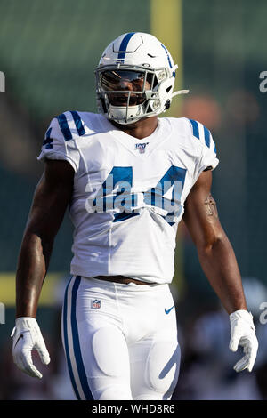 Indianapolis Colts outside linebacker Zaire Franklin (44) celebrates ...