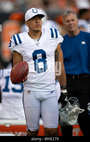 Indianapolis Colts punter Rigoberto Sanchez (8) punts the ball during ...