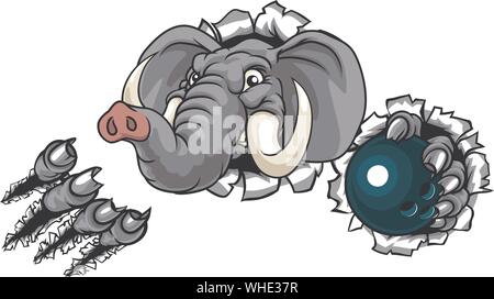 Elephant Bowling Ball Sports Animal Mascot Stock Vector Image & Art - Alamy