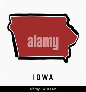 Iowa state map outline - smooth simplified US state shape map vector ...