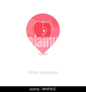 Apple. Rosh Hashanah pin map icon. Shana tova Map pointer. Happy and ...