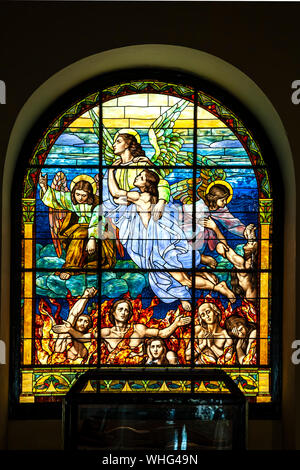 Stained Glass Window, San Juan de Gaztelugatxe Chapel, Basque Country ...