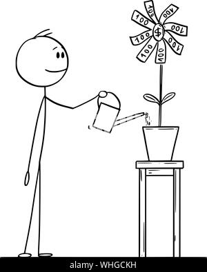 Money saving stickman vector illustration. Hand drawn piggy bank and ...