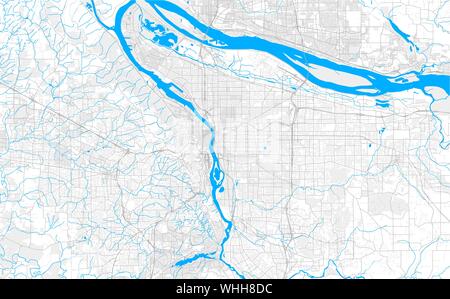 Urban city map of Portland. Vector illustration, Portland map grayscale ...