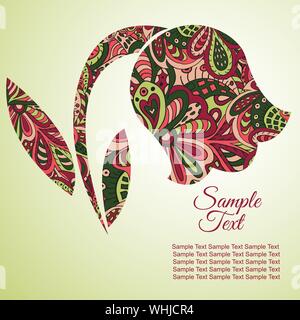 Doodle flower. Tulip. Zentangl drawing. Holiday card. Tenderness of ...