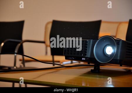 Close up modern projector on table Stock Photo: 147644960 - Alamy