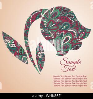 Doodle flower. Tulip. Zentangl drawing. Holiday card. Tenderness of ...